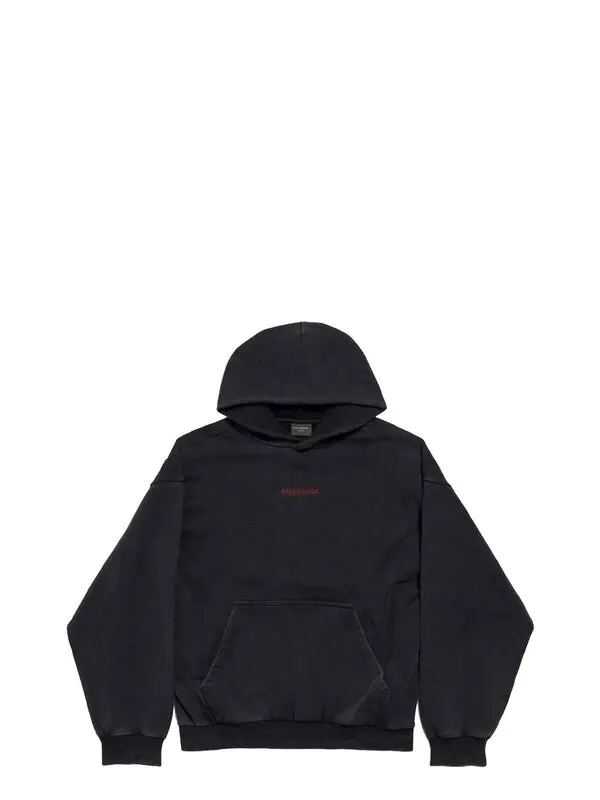 Balenciaga Medium Fit Fleece Hoodie - Black