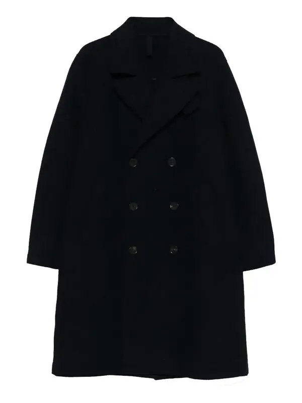 Harris Wharf London Knitted Boiled Wool Peacoat - Blue