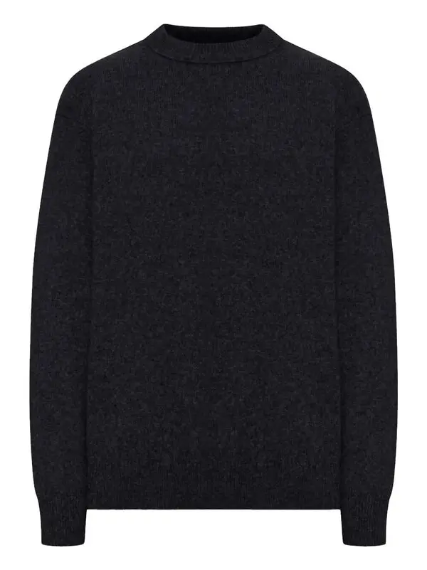ROBERTO COLLINA Contrasting Stitching Crewneck Wool Sweater - Black