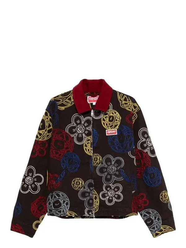 Kenzo Floral Pattern Jacket - Brown/red