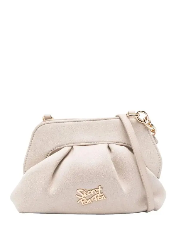 SECRET PON-PON Shoulder Bag With Logo Appliqu - White