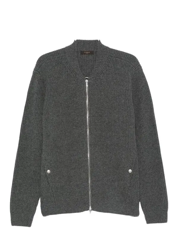 ZANONE Ribbed Zip-up Cardigan - Grey