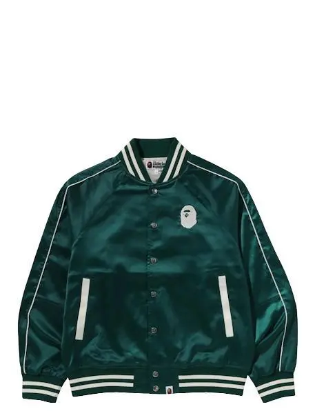 BAPE A Bathing Ape Nylon Varsity Jacket - Green