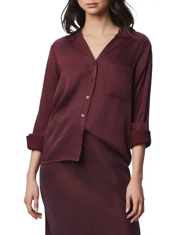 Splendid Serena Satin Shirt - Rosewood