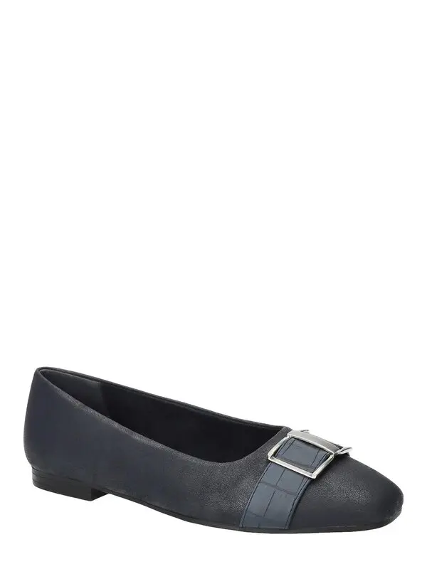 EASY WORKS BY EASY STREET Keely Flat - Navy Matte-croco