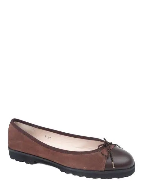 PAUL MAYER ATTITUDES Lug Sole Ballet Flat - Chocolate Suede