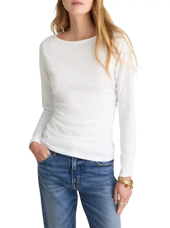 Madewell Ruched Long Sleeve Top - White