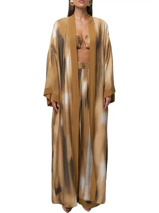 JLUXLABEL Abstract Print Maxi Duster - Brown