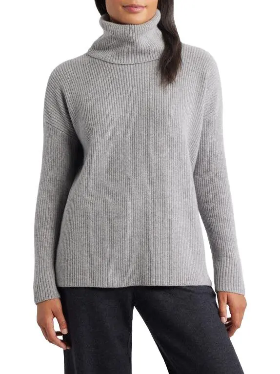 Eileen Fisher Ribbed Turtleneck Sweater - Dark Pearl