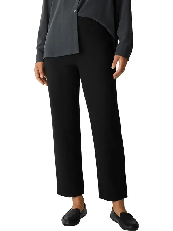 Eileen Fisher Double Knit Lantern Ankle Pants - Black