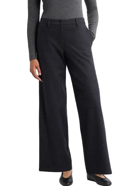 Eileen Fisher Wide Leg Virgin Wool Pants - Charcoal
