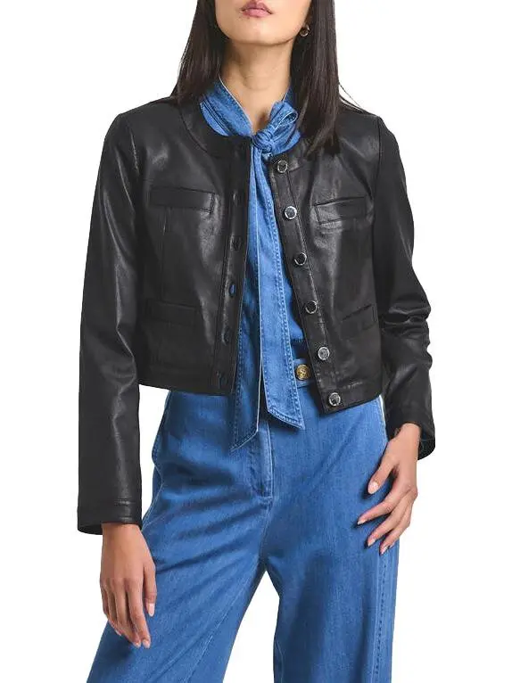 Derek Lam 10 Crosby Penny Crop Leather Jacket - Black