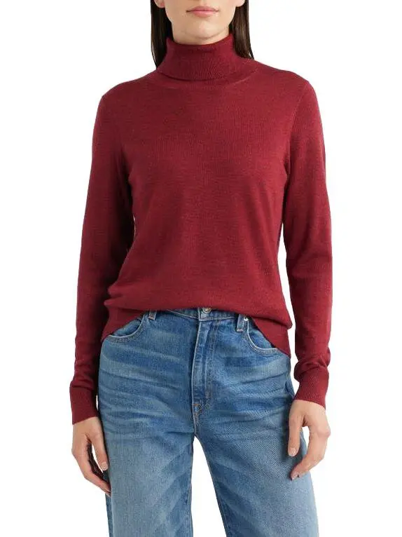 Pendleton Merino Wool Turtleneck Sweater - Red Dahlia