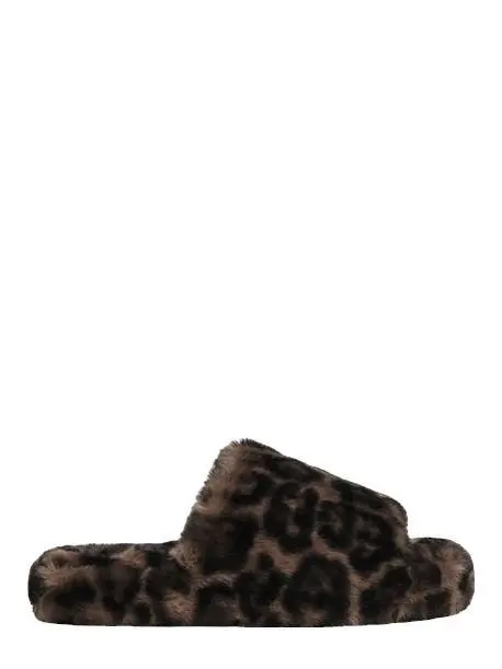 Apparis Dillon Faux Fur Slipper - Dark Leopard