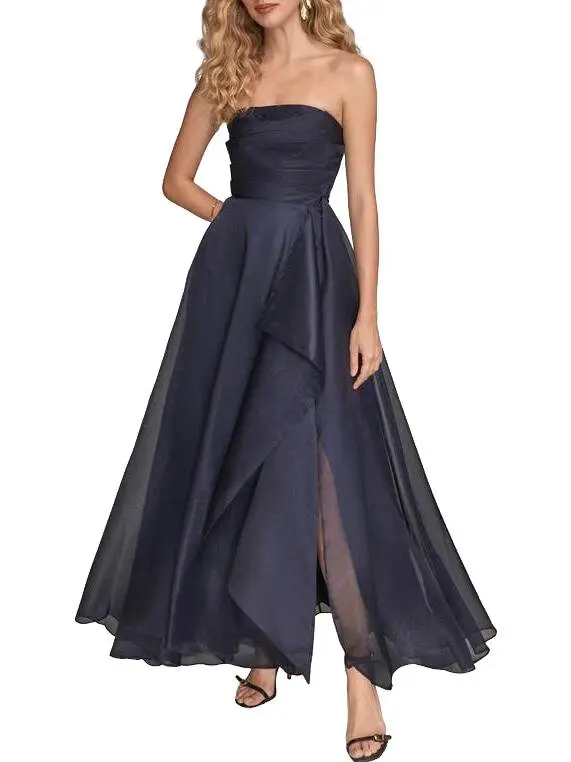 Donna Karan New York Strapless Ruched Bodice Gown - Ink