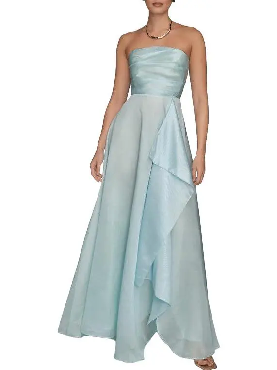 Donna Karan New York Strapless Ruched Bodice Gown - Sea Mist