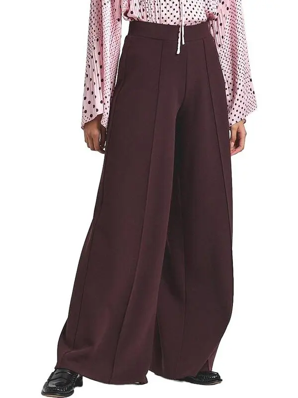Derek Lam 10 Crosby Tempset Pleated Wide Leg Pants - Dark Cherry