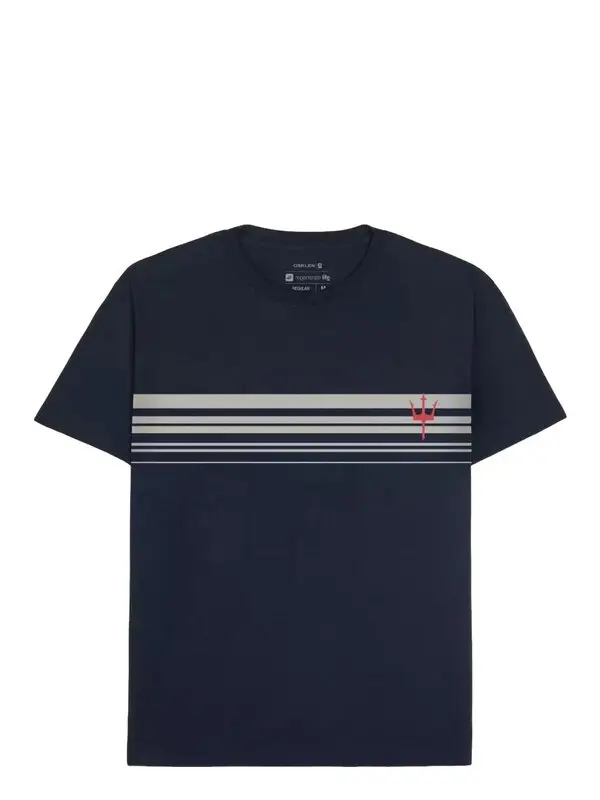 OSKLEN Striped Trident-emblem T-shirt - Blue