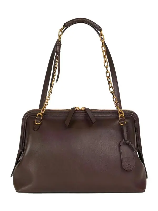 Etro Chain-trimmed Leather Shoulder Bag - Brown