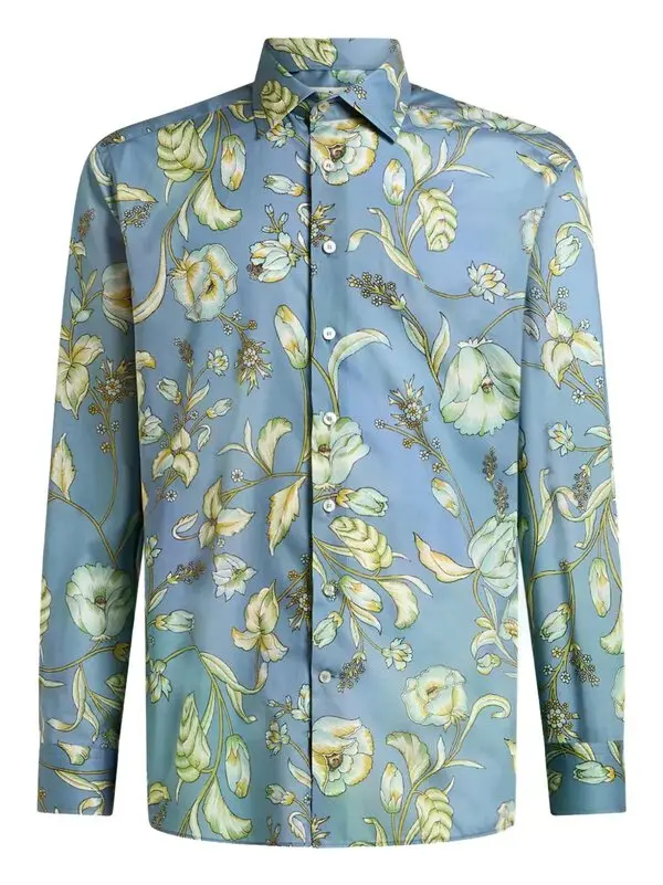 Etro Floral-print Shirt - Blue