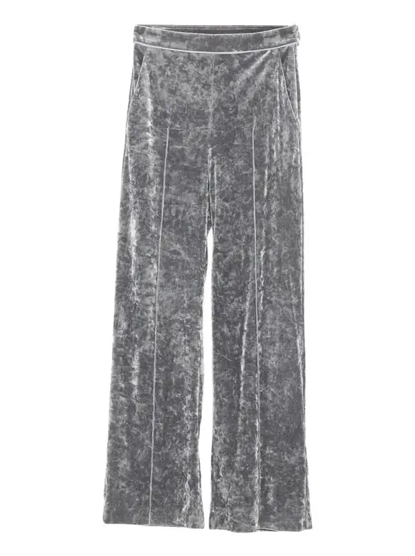 Patrizia Pepe Wide Leg Velvet Trousers - Grey