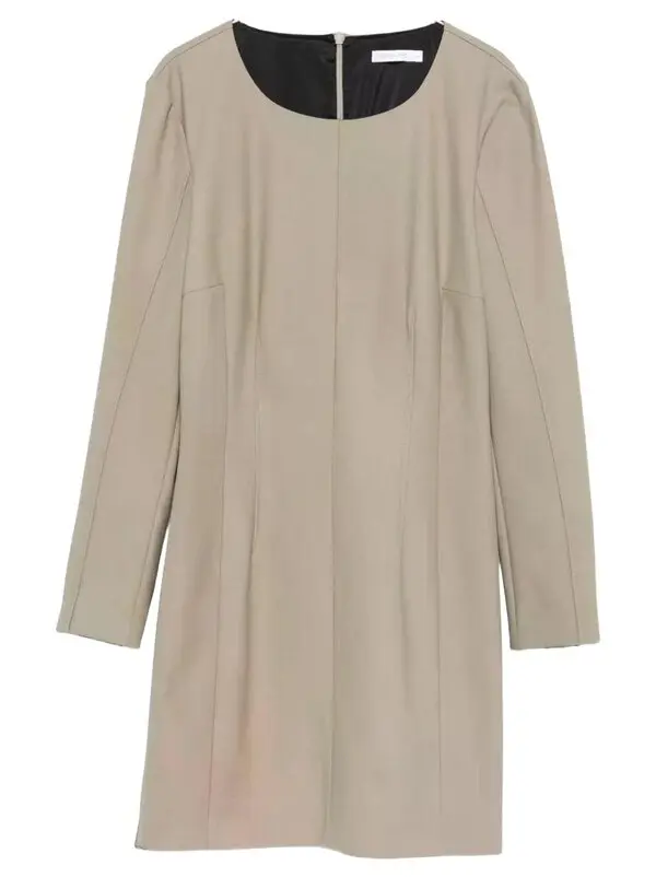 Patrizia Pepe Long Sleeve Round Neck Dress - Neutrals