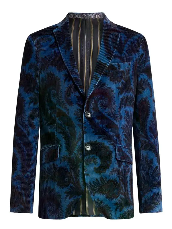 Etro Ribbed Paisley Blazer - Blue