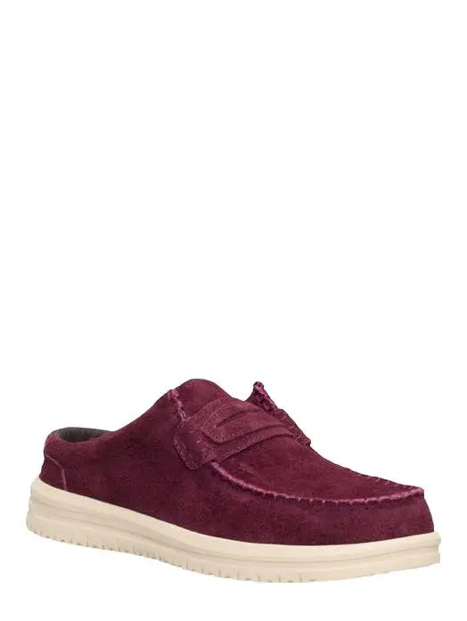 HEY DUDE Wally Nxt Suede Loafer Mule - Fig Purple