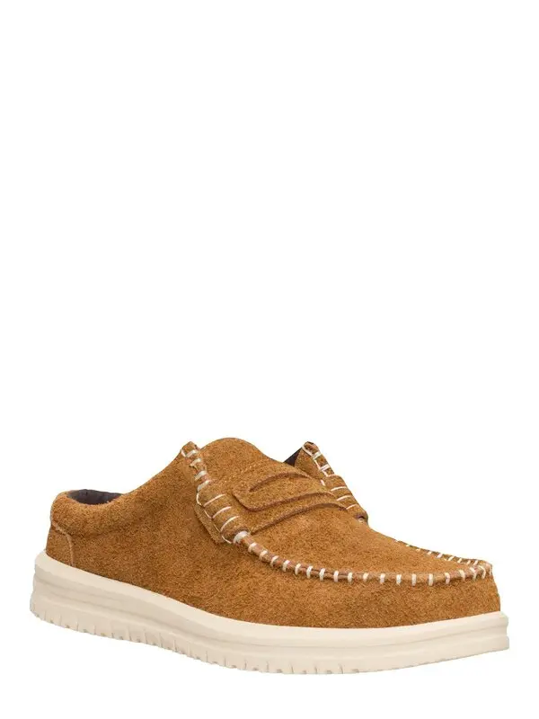HEY DUDE Wally Nxt Suede Loafer Mule - Spice Brown/wood Ash