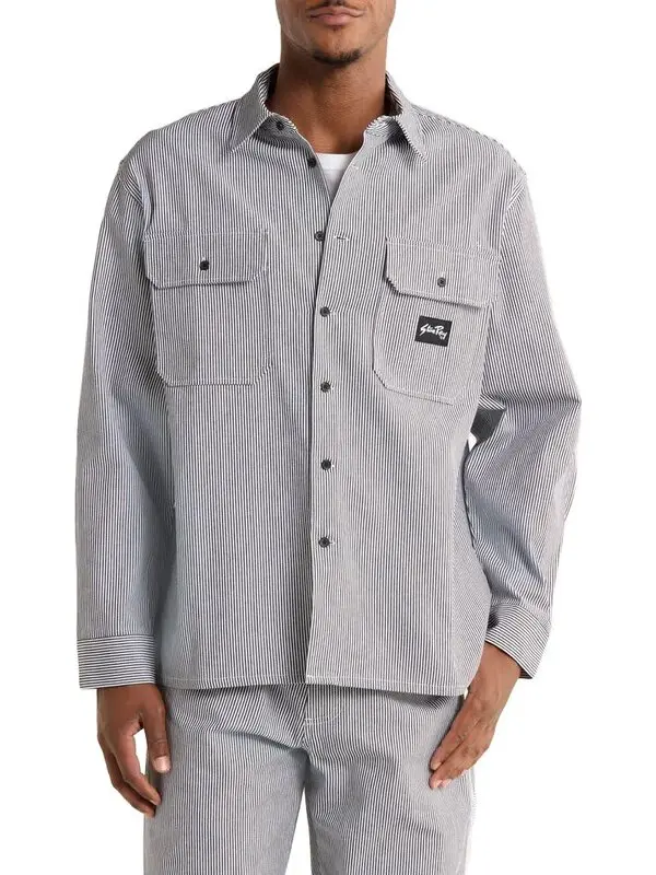 STAN RAY Utility Stripe Oversize Button-up Shirt - Hickory
