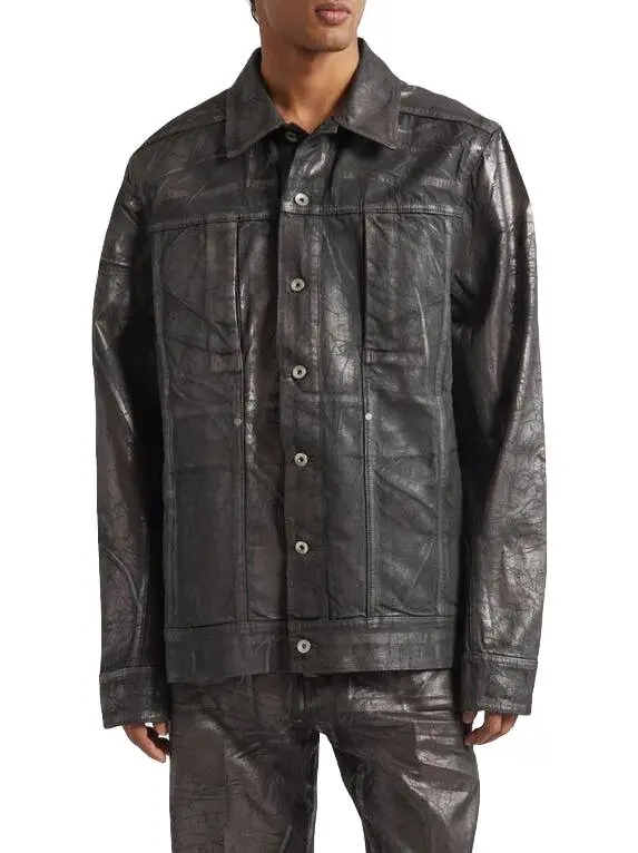 Rick Owens Lido Worker Coated Denim Jacket - Bronze