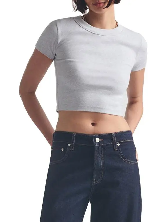 Brooklyn Industries Crop Rib T-shirt - Light Grey Melange