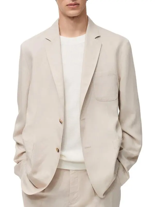 Mango Slim Fit Lyocell & Linen Suit Jacket - Ecru