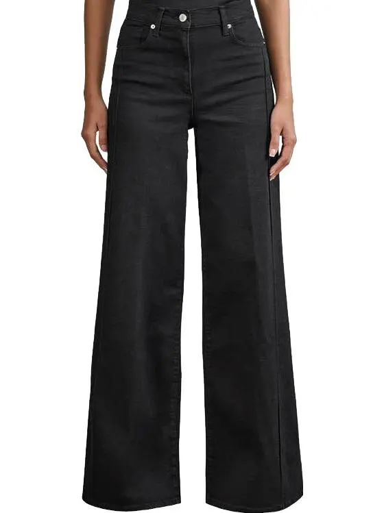 REISS Heather High-rise Wide-leg Jeans - Black