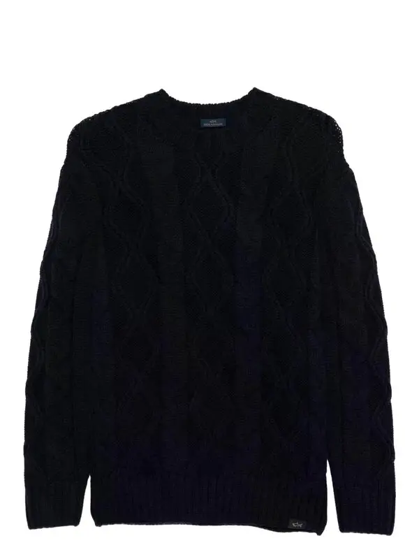 Paul & Shark Merino Wool Cable Knit Sweater - Black