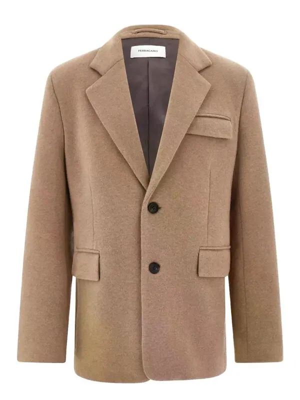 FERRAGAMO Single-breasted Flap-pocket Blazer - Neutrals