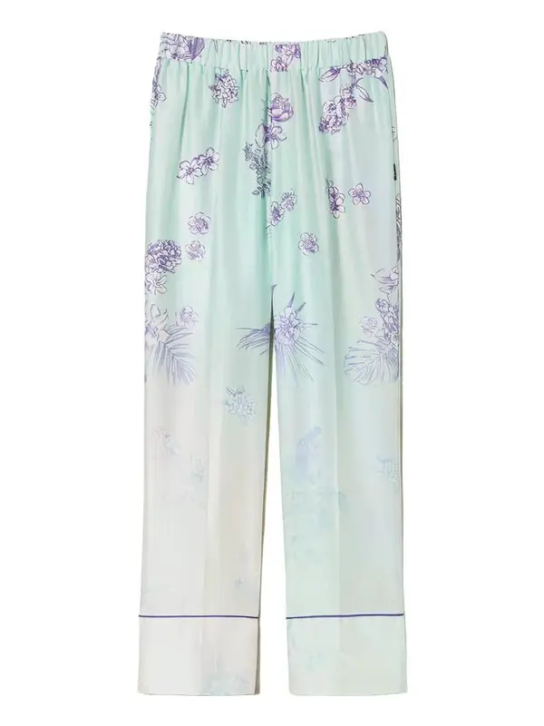 TWINSET Floral-print Straight-leg Trousers - Green