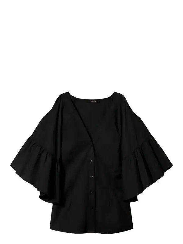 TWINSET Flounce-sleeve Poplin Shirt - Black