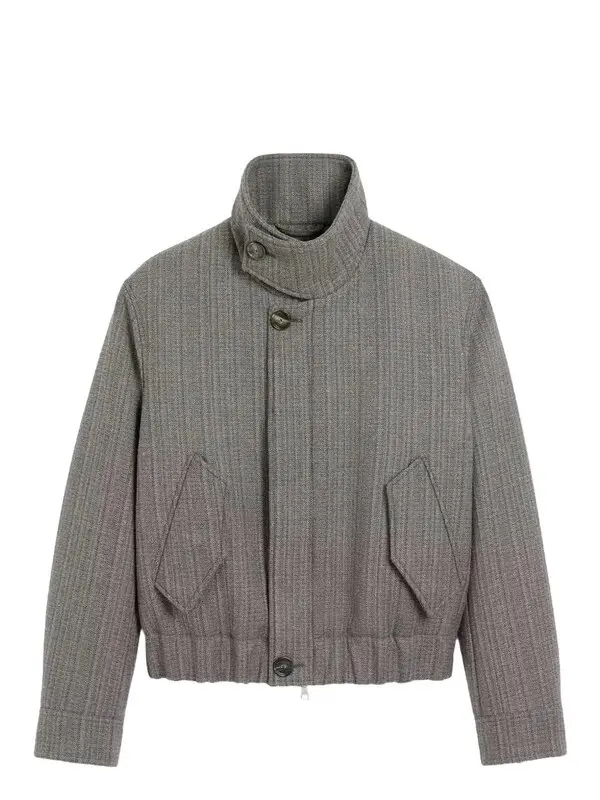 Ami Herringbone Wool Harrington Jacket - Grey