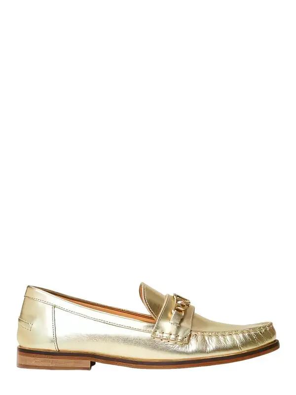 TWINSET Chain-embellished Leather Loafers - Gold
