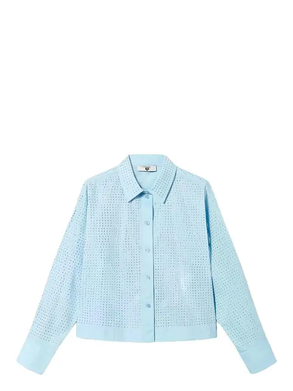 TWINSET Rhinestone-embellished Poplin Shirt - Blue