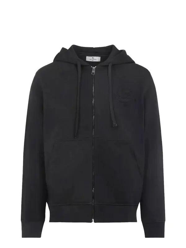 Etro Zip-up Cotton Hoodie With Pockets - Black