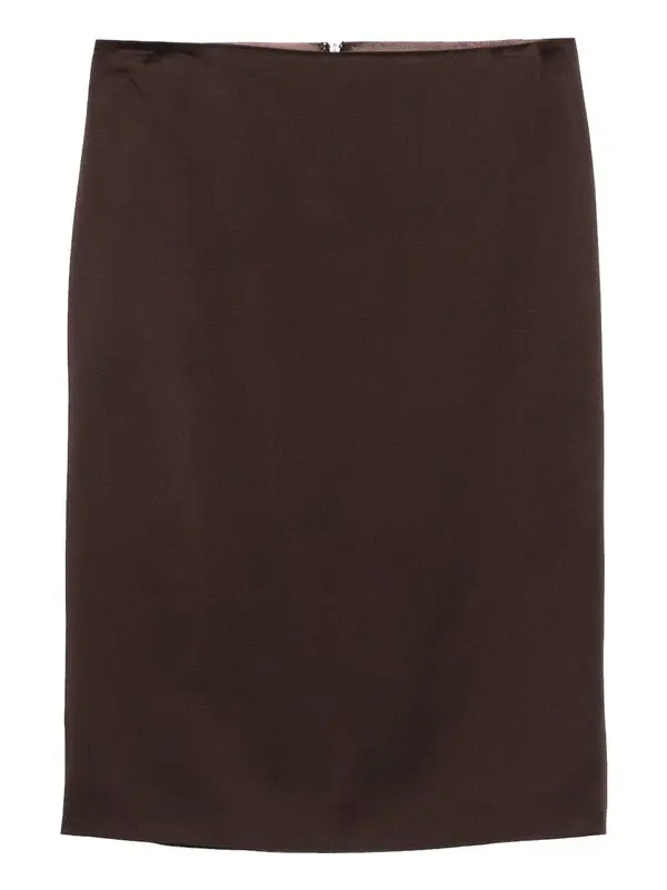 TOM FORD Satin Midi Skirt - Brown