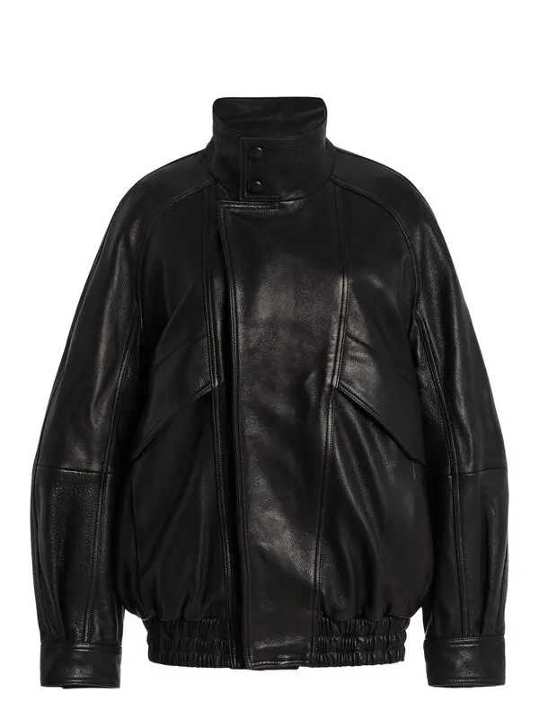 Nour Hammour Ariste Leather Bomber Jacket - Black