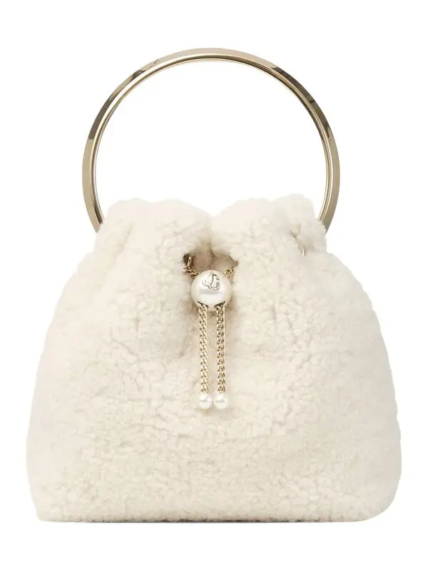 JIMMY CHOO Bon Bon Shearling Top-handle Bag - Brown