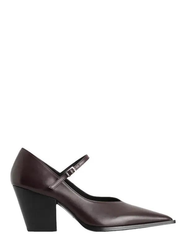 Cos Leather Heeled Mary Jane Shoes - Red