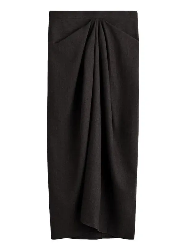 Cos Draped Wool-blend Midi Skirt - Gray
