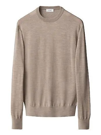 Eton Knitted Wool Crewneck Jumper - Beige