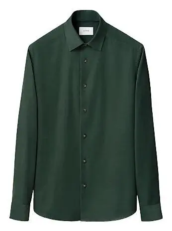 Eton Solid Corduroy Casual-fit Cotton Shirt - Dark Green