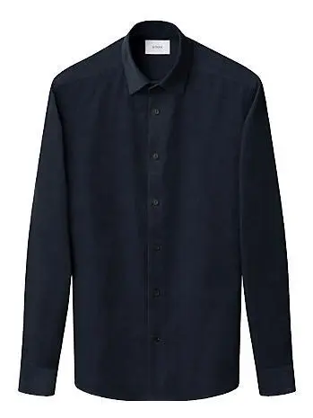 Eton Solid Corduroy Casual-fit Cotton Shirt - Navy Blue